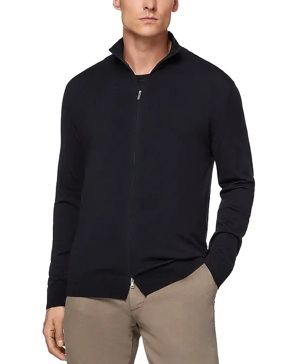Boggi Milano Merino Wool Zip Front Sweatshirt
