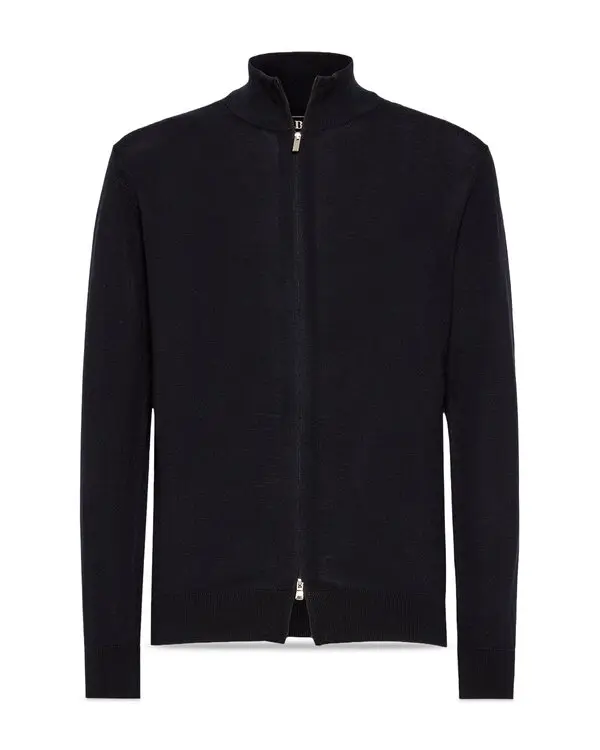 Boggi Milano Merino Wool Zip Front Sweatshirt
