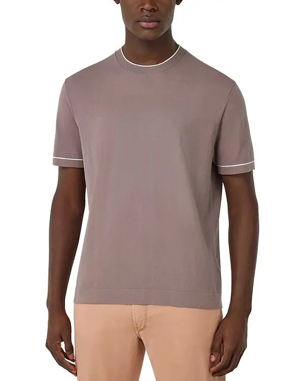Boggi Milano Cotton Crepe Knit Tee - Taupe