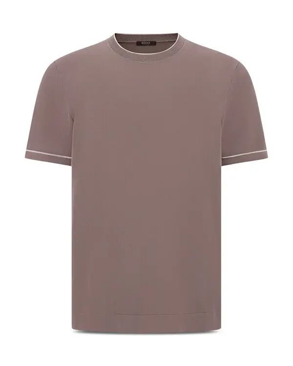 Boggi Milano Cotton Crepe Knit Tee - Taupe