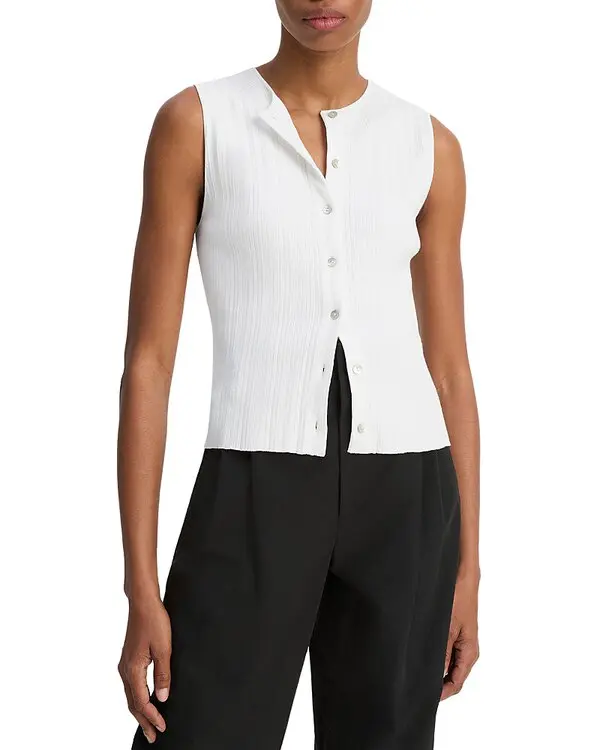 Vince Sleeveless Button-up Shell - Off White