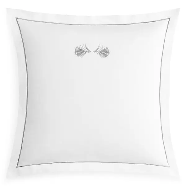 ANNE DE SOLENE Plume Embroidered Euro Sham - White
