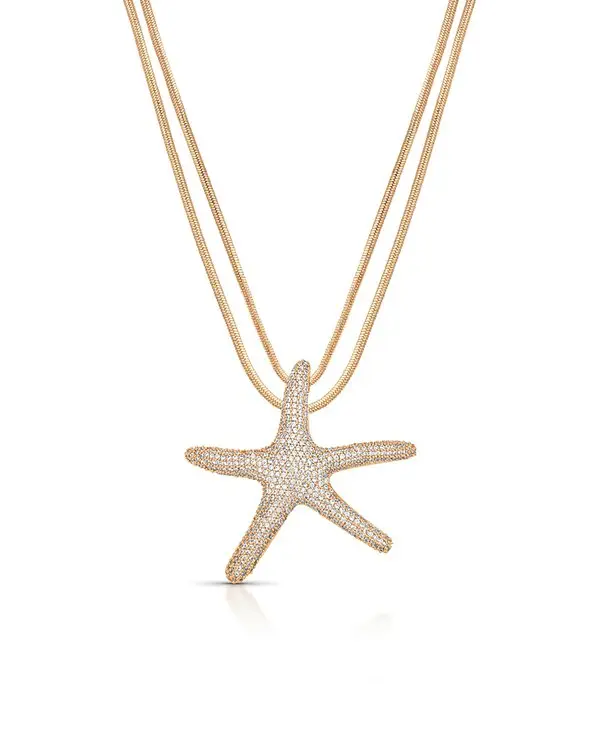 Ettika Pave Starfish Pendant Necklace - Gold