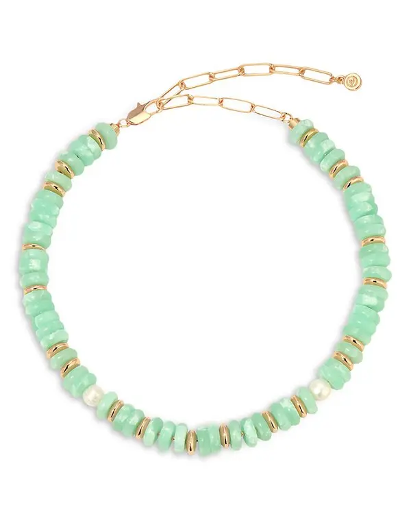 Ettika Saint Tropez Beaded Collar Necklace - Green/gold