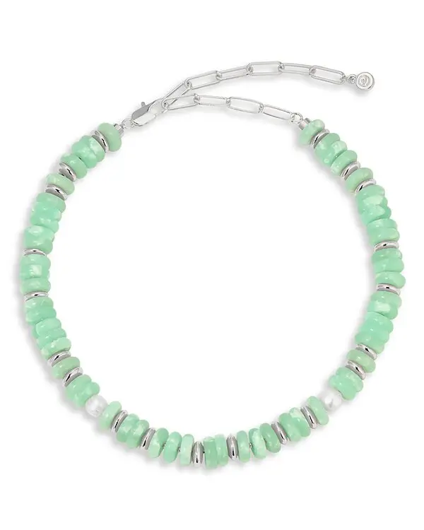 Ettika Saint Tropez Beaded Collar Necklace - Green/silver