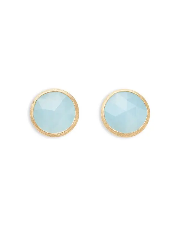 Marco Bicego 18k Yellow Gold Jaipur Aquamarine Oval Stud Earrings - Gold/aquamarine