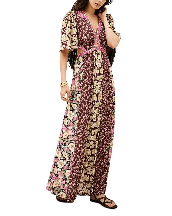 Ba&sh Ilma Floral Print Dress - Burgundy