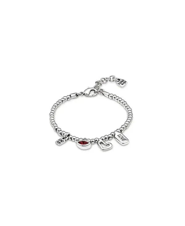 UNODE50 Sterling-plated Beaded Bracelet With Charms - Silver