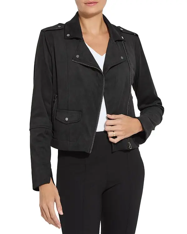 Lyssé Amelia Moto Faux Leather Jacket - Black
