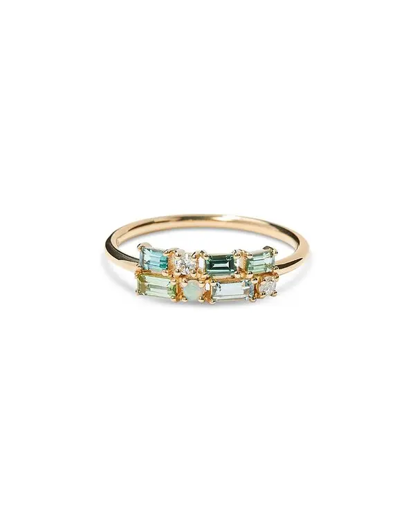 WWAKE 14k Yellow Tourmaline And Diamond Brick Ring - Gold