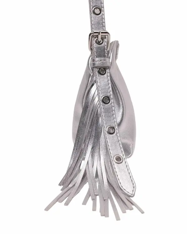 Maje Metallic Micro Bag - Silver