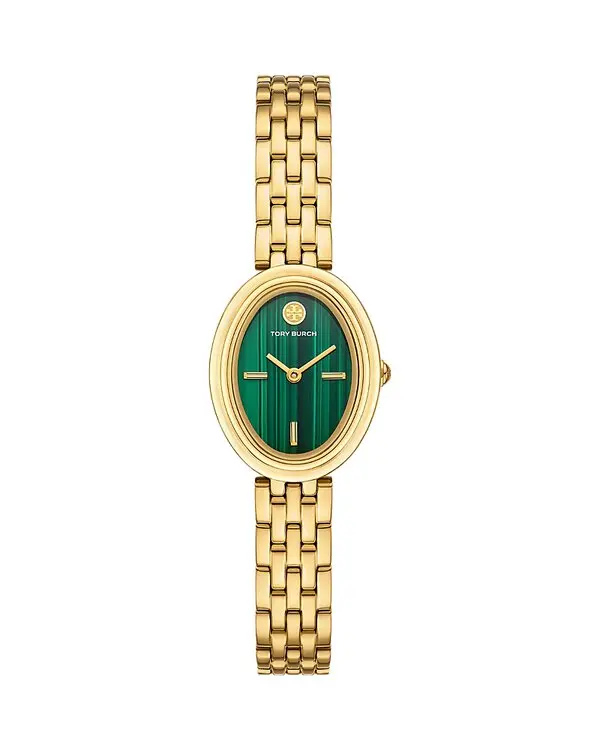 Tory Burch The Oval Watch, 28mm - Green/gold