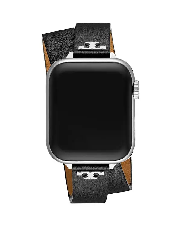 Tory Burch The T Double Wrap Band For Apple Watch - Black