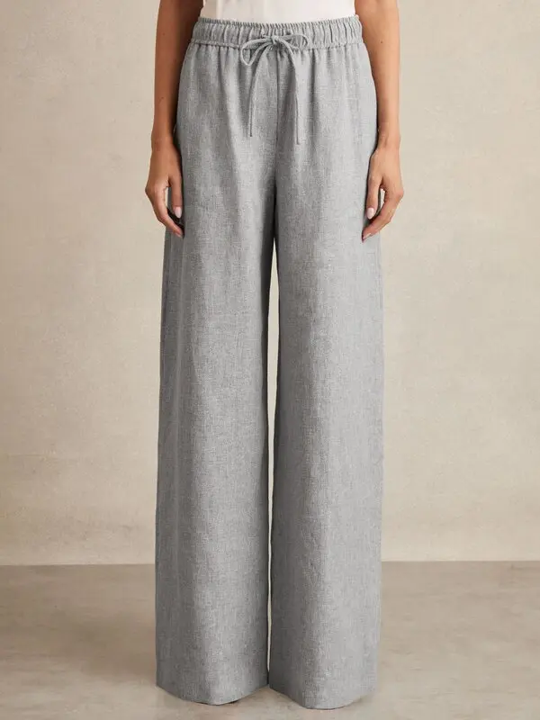 REISS Willow Petite Linen-blend Wide-leg Trousers