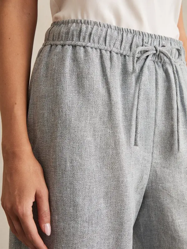 REISS Willow Petite Linen-blend Wide-leg Trousers