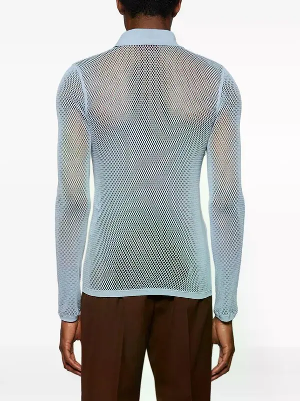 Gucci Long-sleeve Mesh Polo Shirt