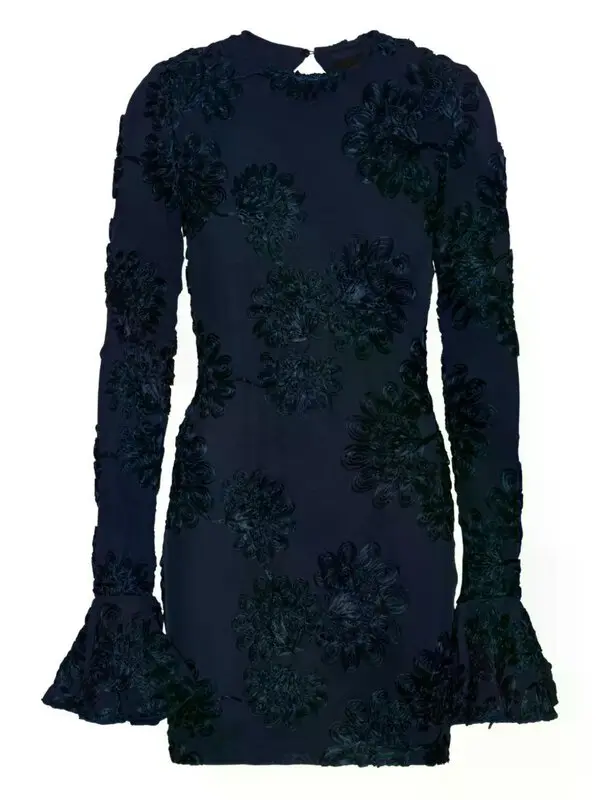 ROTATE BY BIRGER CHRISTENSEN 3d Floral Mesh Mini Dress - Blue
