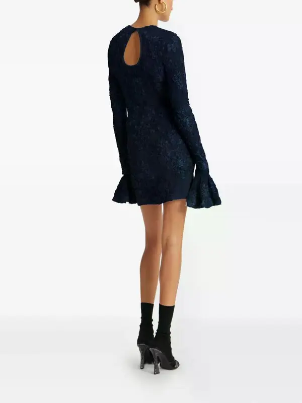ROTATE BY BIRGER CHRISTENSEN 3d Floral Mesh Mini Dress - Blue