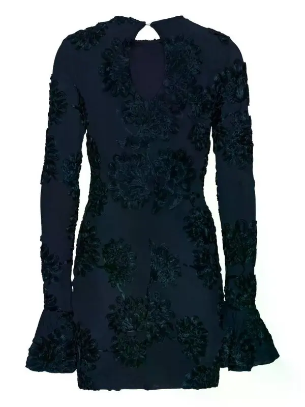 ROTATE BY BIRGER CHRISTENSEN 3d Floral Mesh Mini Dress - Blue