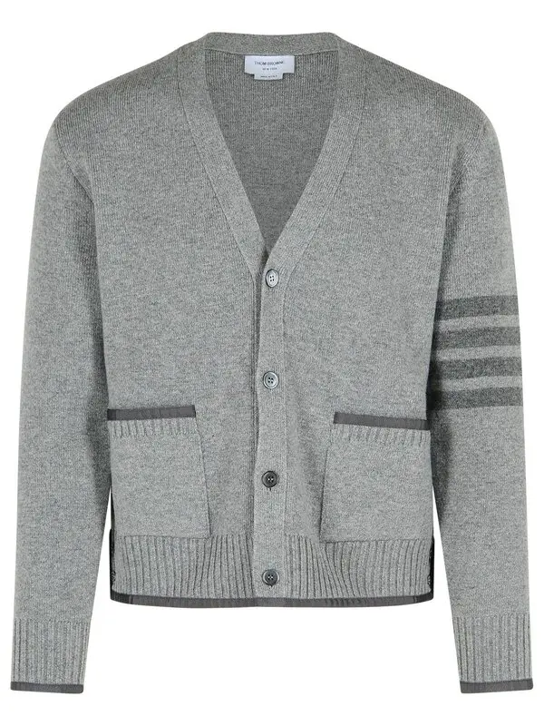 Thom Browne Milano 4-bar Virgin Wool Cardigan - Grey