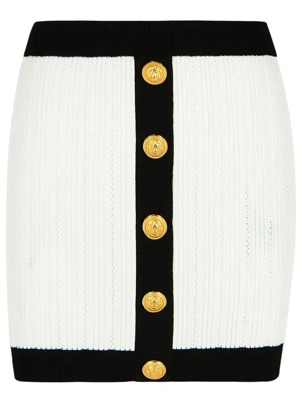 Balmain Mini Skirt In Viscose Blend - White