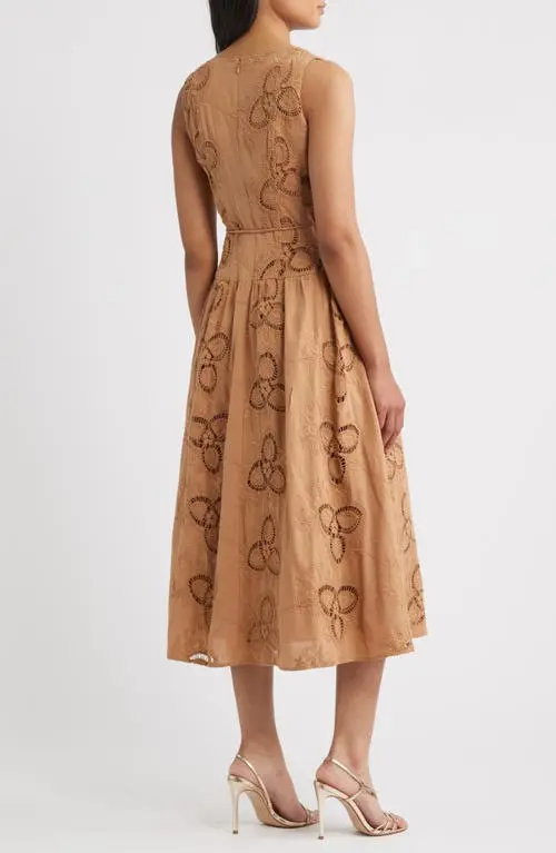 Anne Klein Embroidered Sleeveless Midi Dress