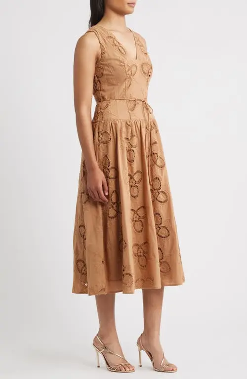 Anne Klein Embroidered Sleeveless Midi Dress