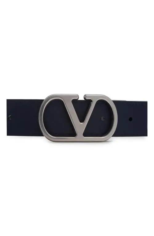 Valentino Garavani Vlogo Reversible Leather Belt - Black/blue