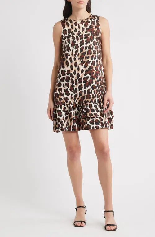 Anne Klein Leopard Print Sleeveless Mini Dress