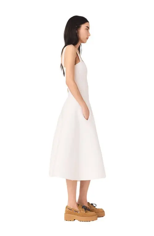 Maje Pointelle Knit Midi Dress