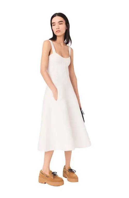 Maje Pointelle Knit Midi Dress