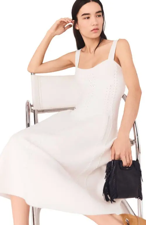 Maje Pointelle Knit Midi Dress