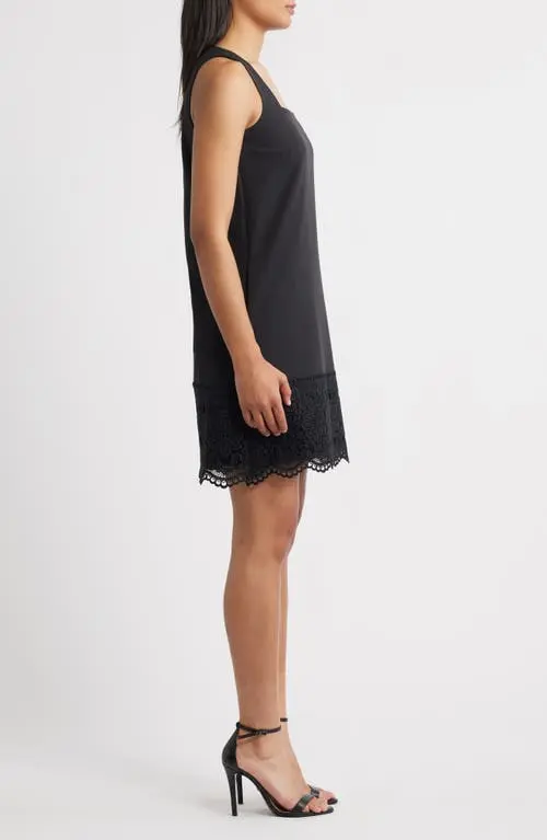 Anne Klein Square Neck Lace Trim Mini Dress