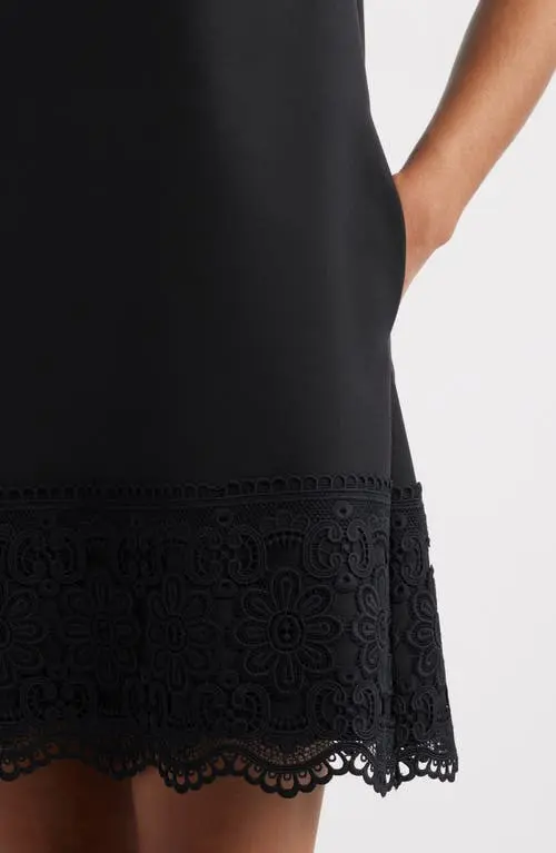 Anne Klein Square Neck Lace Trim Mini Dress