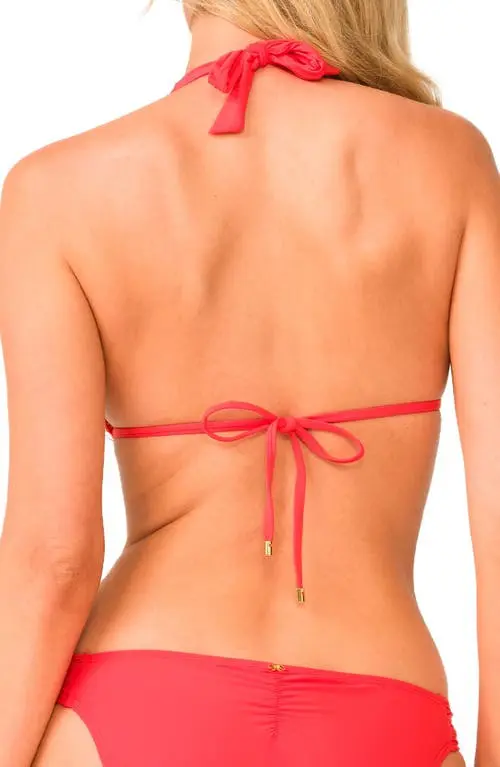 PQ SWIM Lace Overlay Halter Bikini Top - Passion