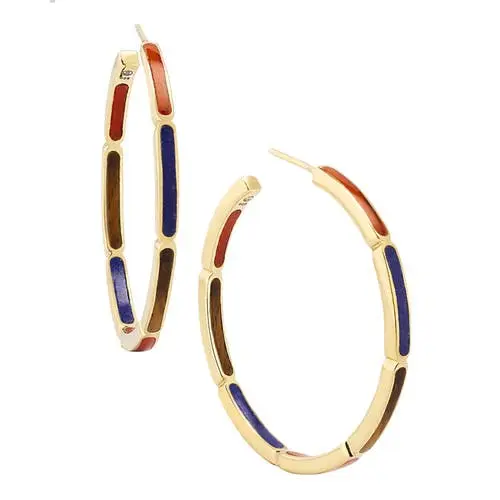 JAN LESLIE Inside Out Hoop Earring Set In Sterling With 18k Gold Overlay - Multi Color