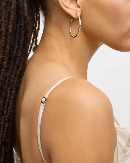 JAN LESLIE Inside Out Hoop Earring Set In Sterling With 18k Gold Overlay - White