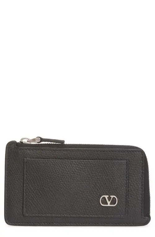 Valentino Garavani Vlogo Leather Coin Card Case - Black
