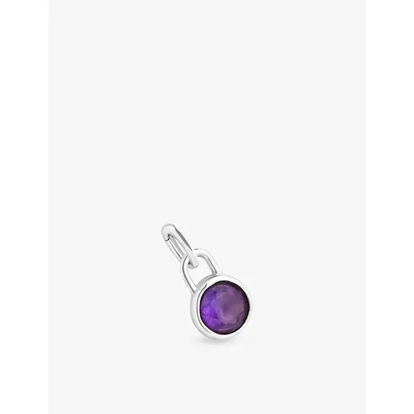 ASTRID & MIYU February Rhodium-plated Sterling-silver And Amethyst Charm - Rhodiumplatedsilver