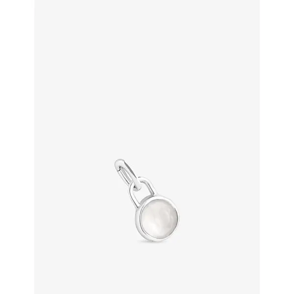 ASTRID & MIYU June Birthstone Moonstone Charm - Rhodiumplatedsilver