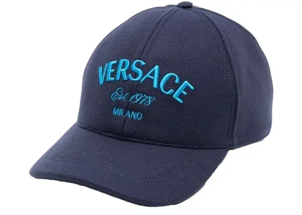 Versace Logo Embroidered Baseball Cap - Blue