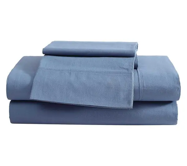 Eddie Bauer Blue Cotton Percale Twin Sheet Set