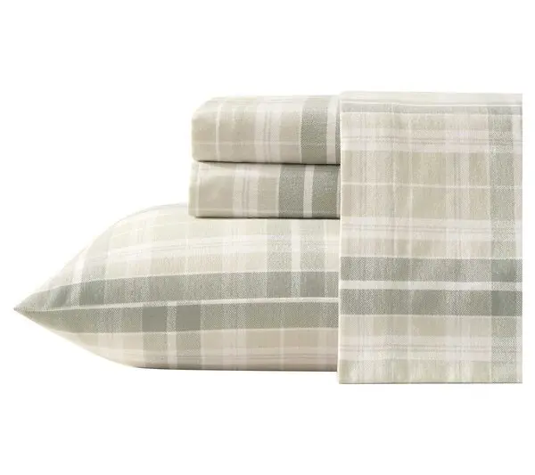 Laura Ashley Mulholland Plaid Green Flannel Ful L Sheet Set - One-color