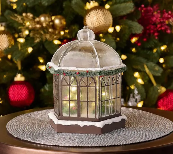 VALERIE PARR HILL Illuminated Snow-dusted Gazebo W Trees Valerie - One-color