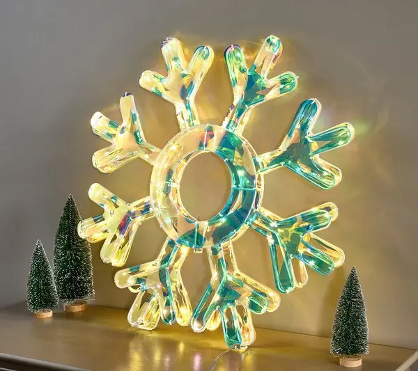 BETHLEHEM LIGHTS 24' Fold Flat Iridescent Snowflake - One-color
