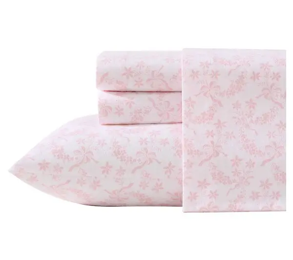 Laura Ashley Antoinette Pink Cotton Flannel Ful L Sheet Set - One-color