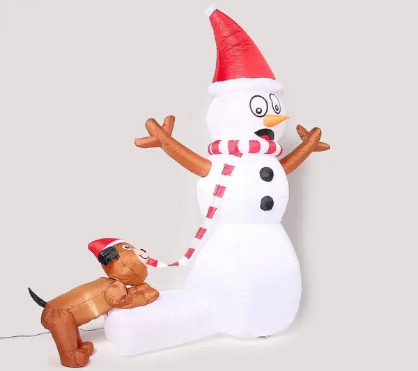 KRINGLE EXPRESS 8ft Inflatable Snowman And Dog - One-color