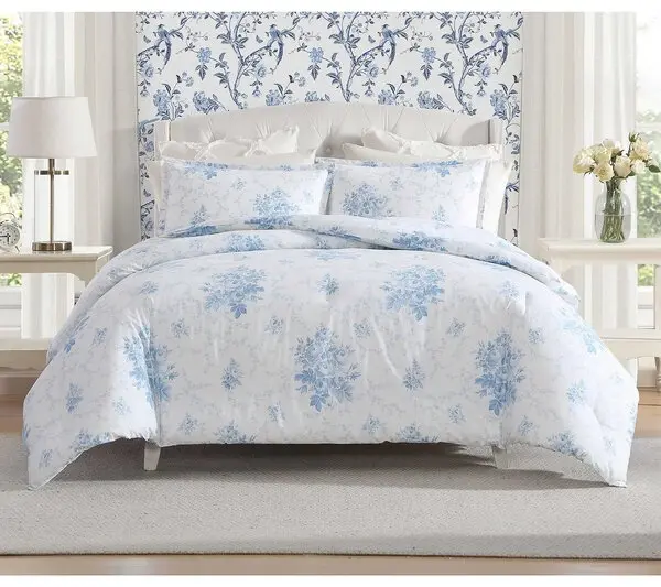 Laura Ashley Sophia Blue Cotton King Duvet Cove R Set - One-color