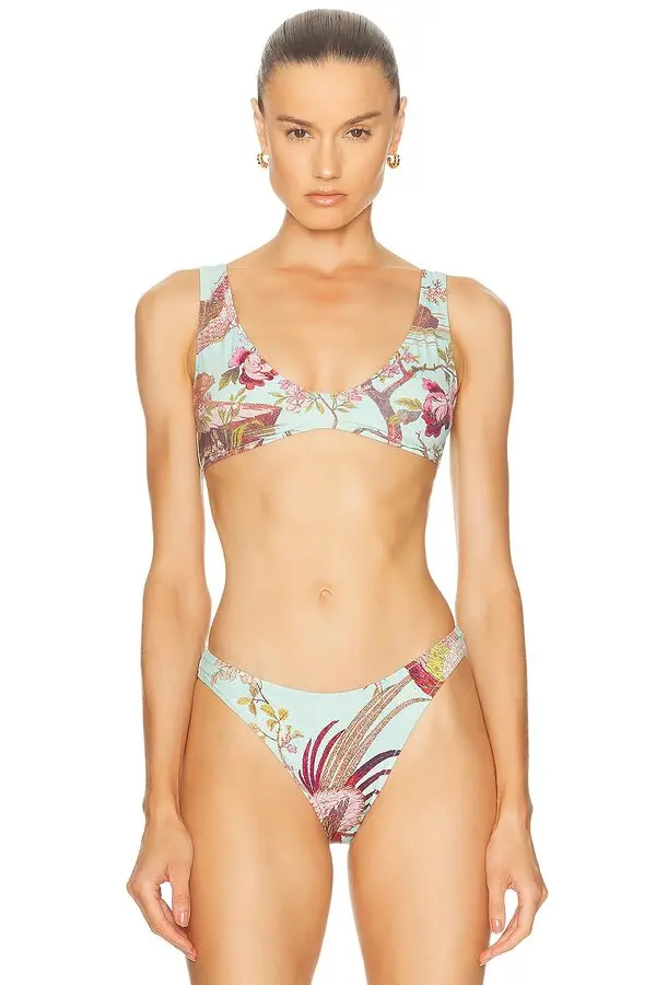 SKIMS X Cavalli Plunge Triangle Bikini Top - Fagianella Print