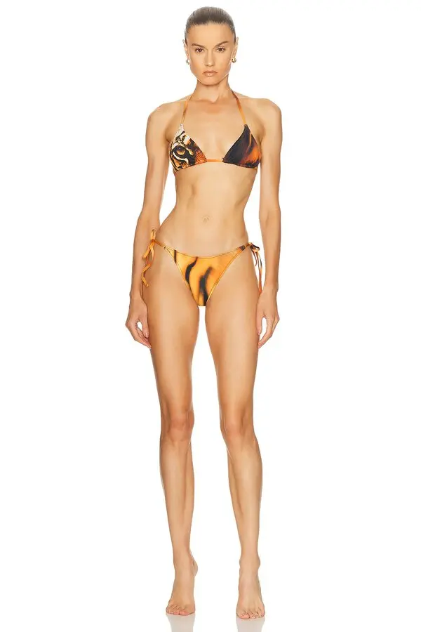 SKIMS X Cavalli Dipped Tie Bikini Bottom - Tiger Face Print